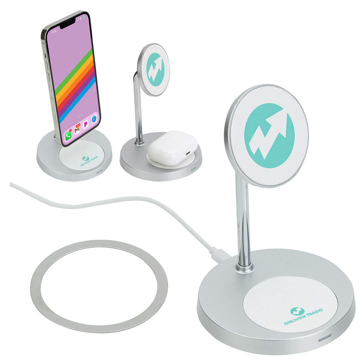 MagPort Magnetic Wireless Charging Stand with Additional 5W Base Charg ...