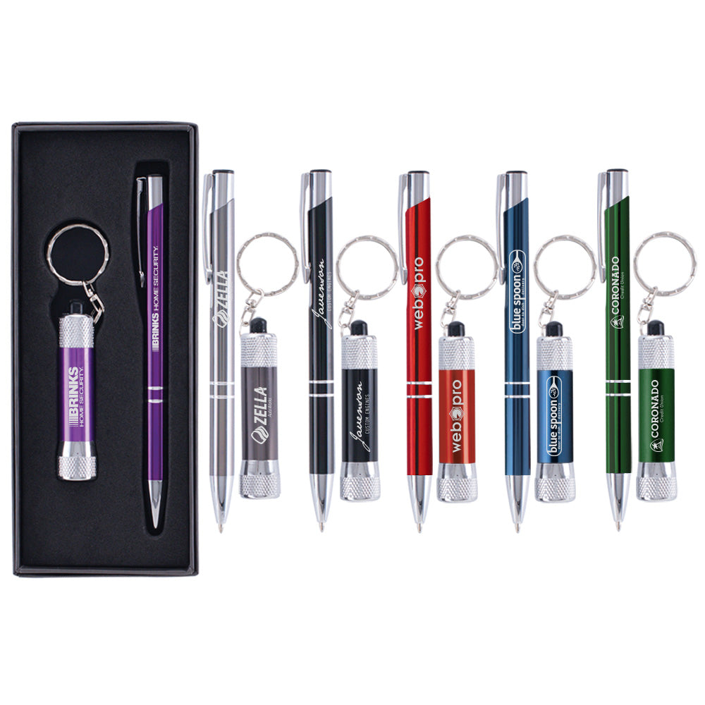 Tres-Chic/Chroma - Laser Engraved Metal Pen & Flashlight Gift Set ...