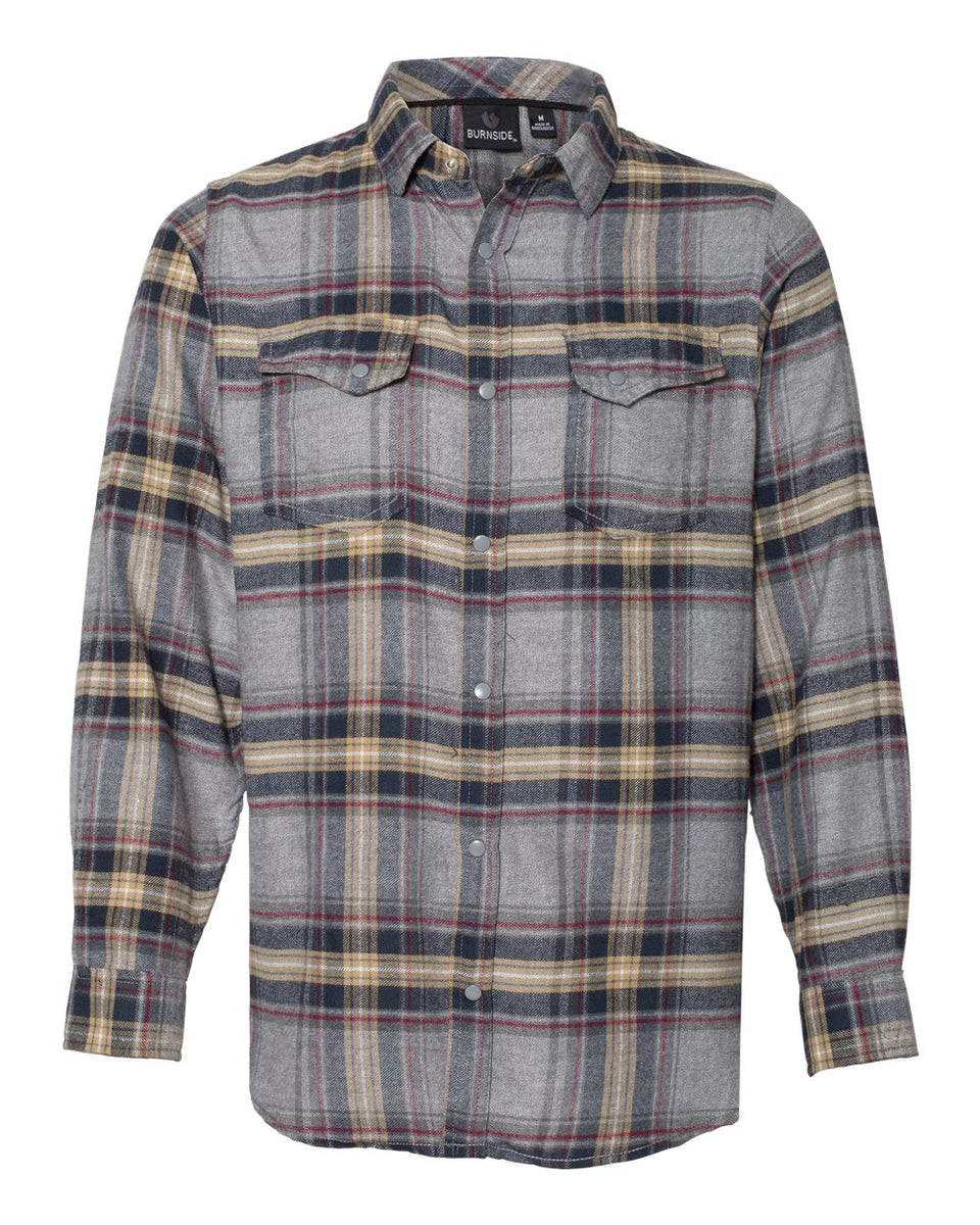 Burnside® Snap Front Long Sleeve Plaid Flannel Shirt – GiftAFeeling